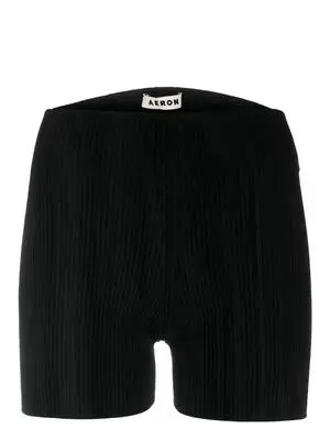AERON Ribbed-knit Mini Shorts - Black