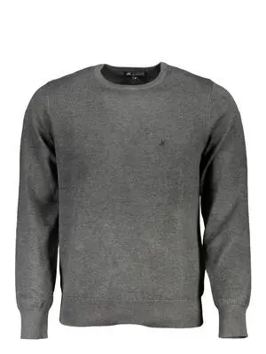 U.S. Grand Embroidered-logo Crew-neck Sweater - Grey