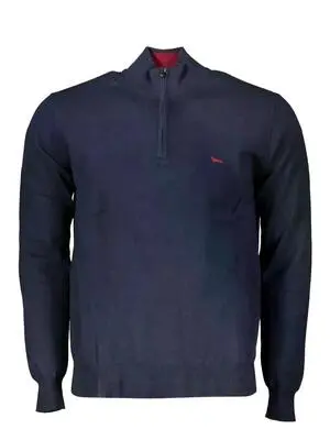 HARMONT & BLAINE Embroidered Half-zip Cotton Sweater - Blue