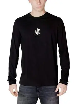 Armani Exchange Logo-embroidered Long-sleeve T-shirt - Black
