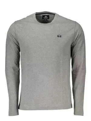 LA MARTINA Long-sleeve Logo-embroidered T-shirt - Grey