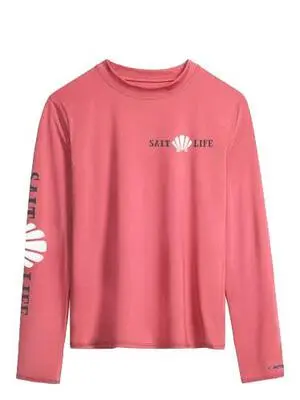 SALT LIFE Turtle Performance Long Sleeve Tee - Flamingo Heather