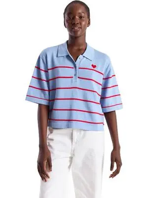 WISPR Striped Button-up Polo Shirt - Skyline/red