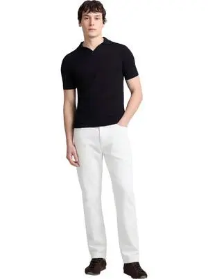 Onia Extra Fine Merino Wool Short Sleeve Johnny Collar Polo Black