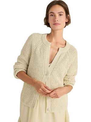 HAVEN WELL WITHIN Cotton Tape Yarn V-neck Cardigan - Celery Leaf