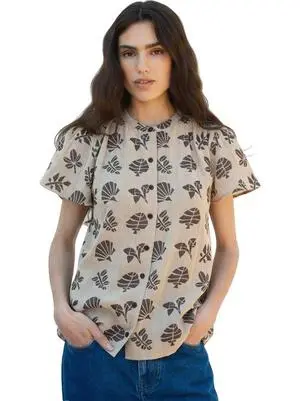 Ace & Jig Kenna Flutter Sleeve Blouse - Wheat