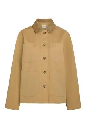 Khaite Cotton Jacket With Suede Collar - Beige