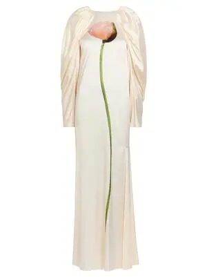 Simone Rocha Floral-print Satin Gown - Cream