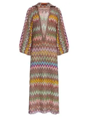 Missoni Zigzag Print V-neck Maxi Dress - Brown