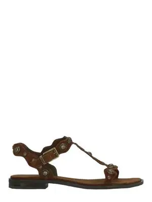 Ash Phanny Studded Flat Sandals - Brown