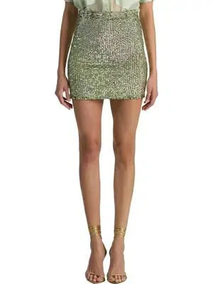 Alice + Olivia Sequin-embellished Mini Skirt - Green