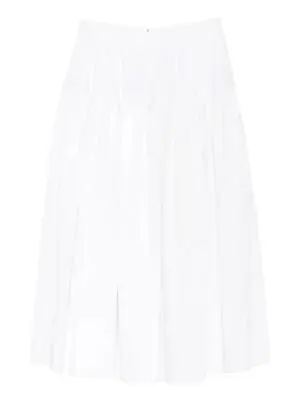 Chloé Gathered Flared Midi Skirt - White