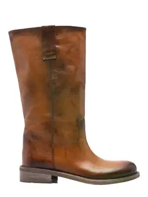 GISEL MOIRE Stev Burnished Leather Knee-high Boots - Brown
