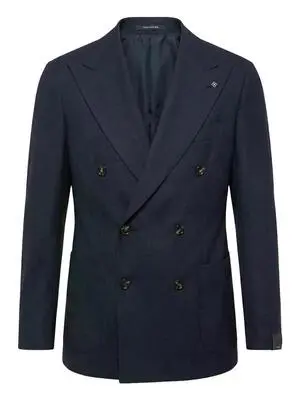 Tagliatore Revival Double-breasted Linen Blazer Blue
