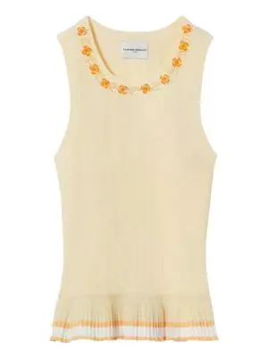 Claudie Pierlot Floral-embellished Peplum Tank Top - Yellow