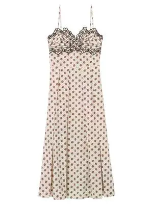 Claudie Pierlot Floral-print Embroidered Midi Dress - Neutrals