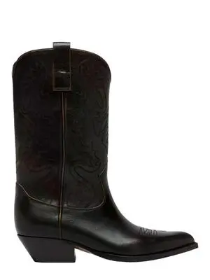 BUTTERO® Embroidered Leather Boots - Brown