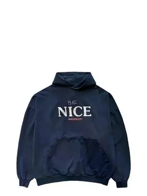 Balenciaga Printed Distressed Hoodie - Blue