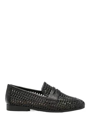 SERGIO MORETTI FIRENZE Woven Penny Loafers - Black