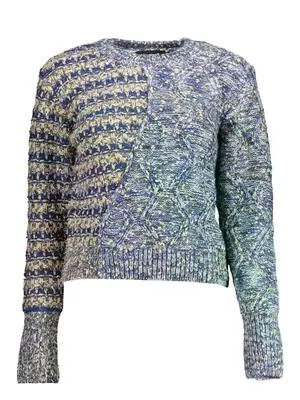 Desigual Patchwork Cable-knit Sweater - Blue