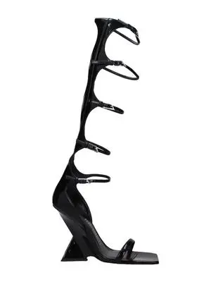 Attico Patent Leather Buckle-strap Sandals - Black