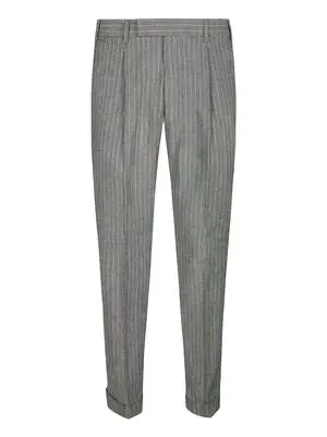 PT TORINO Pinstripe Pleated Trousers - Grey