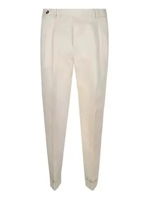 PT TORINO Pleated Linen Trousers - Neutrals