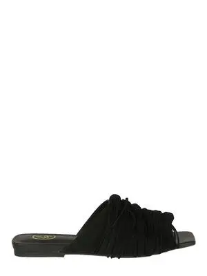 Ash Brigitte Fringe Knotted Sandals - Black