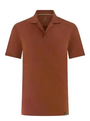 Boggi Milano Slub-texture Short-sleeved Polo Shirt - Brown