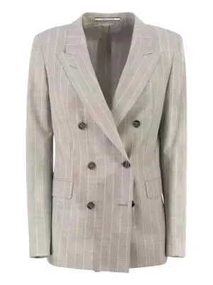 Tagliatore Double-Breasted Pinstripe Blazer Grey
