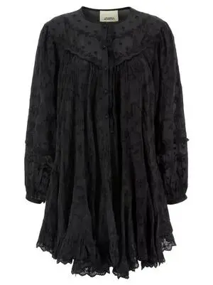 Isabel Marant Étoile Zame Floral-embroidered Mini Dress - Black