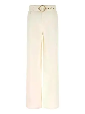 TWINSET Belted Wide-leg Jeans - Neutrals