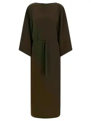 Alberto Biani Kimono-sleeve Cady Dress - Brown