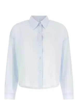 XACUS Cropped Cotton Shirt - Blue