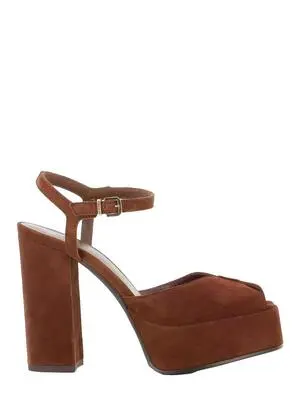 SERGIO LEVANTESI Suede Platform Sandals - Brown