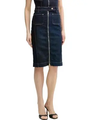 Guess Pencil Denim Zip-up Skirt - Blue