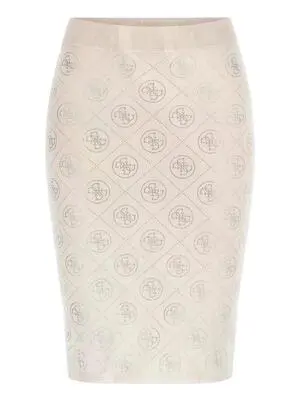 GUESS Logo-Pattern Midi Pencil Skirt
