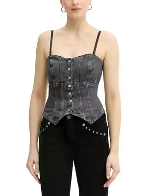 Guess Cecile Denim Corset Top - Grey