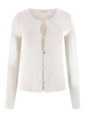 Guess Embellished-Button Ribbed Cardigan Neutrals