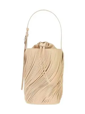 Emporio Armani Fringe-detailed Leather Bucket Bag - Neutrals