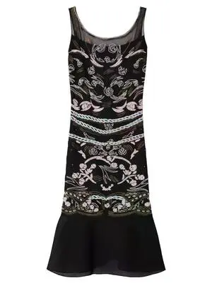 Tory Burch Embellished Mesh Drop-waist Dress - Black