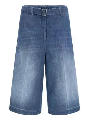 True Royal Belted Knee-length Shorts - Blue