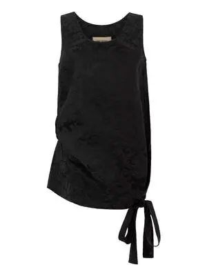 UMA WANG Jacquard-pattern Draped Top - Black