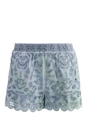 Alice + Olivia Kenley Scalloped Hem Shorts - Blue