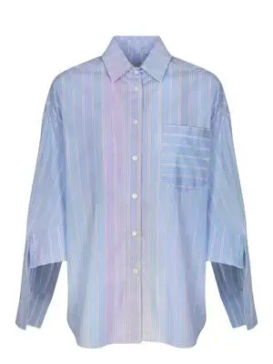 GAËLLE PARIS Oversized Striped Slogan-Print Shirt