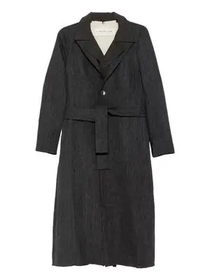 A TENTATIVE ATELIER Belted Coat With Striped Pattern - Grey
