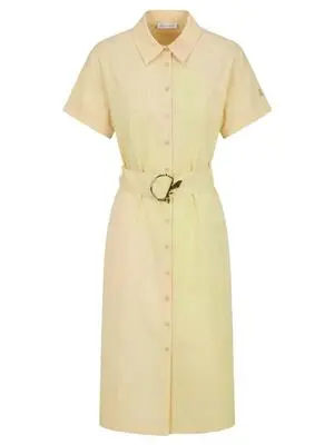 Patrizia Pepe Belted Short-sleeve Midi Shirt Dress - Neutrals