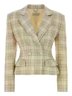 Magda Butrym Check-pattern Double-breasted Blazer - Neutrals