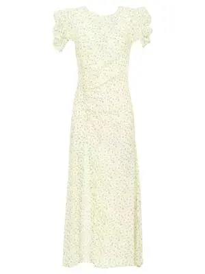 MAR DE MARGARITAS Floral-print Draped Midi Dress - Green