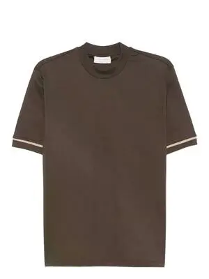 YES LONDON Stripe-detail T-shirt - Brown